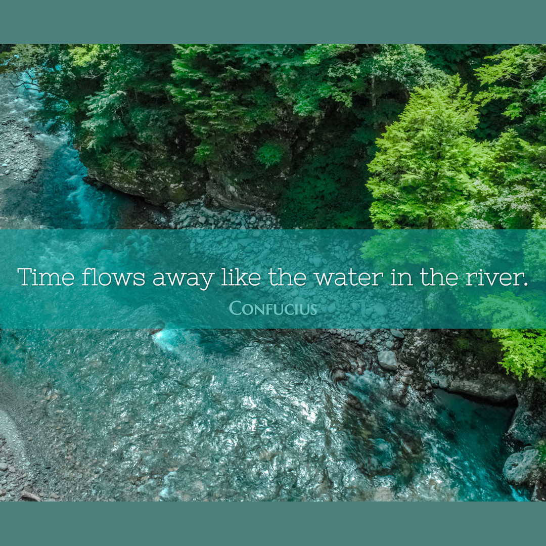 Time flows like water in the river | Templates | Stencil