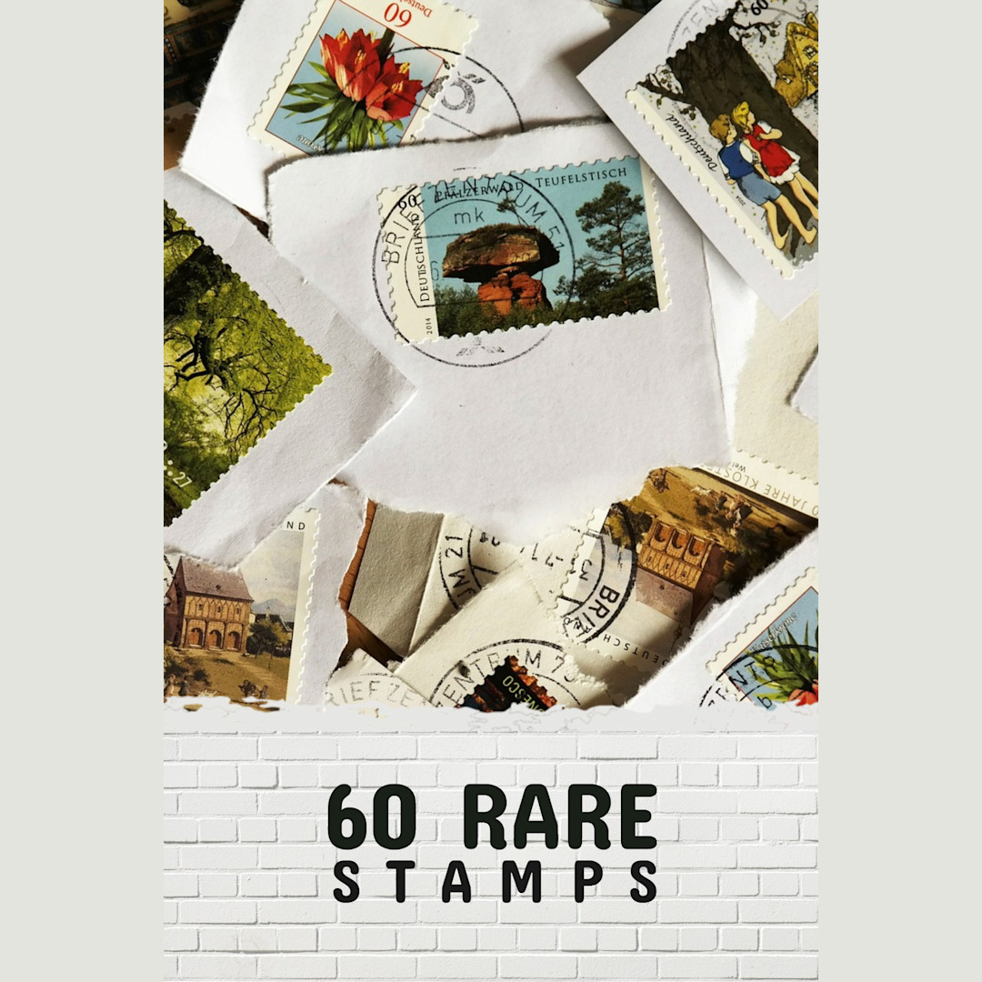 60 rare postage stamps | Templates | Stencil