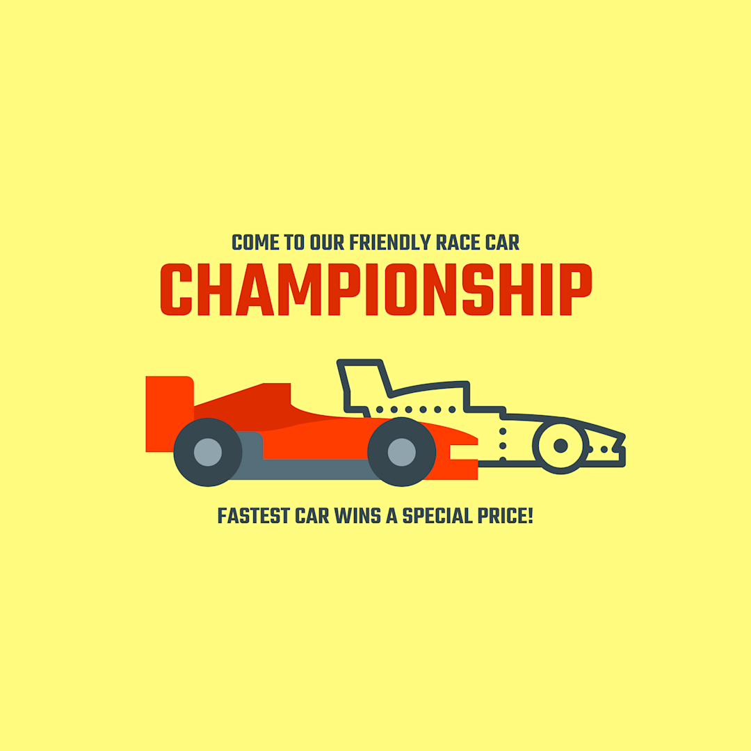 Come to our friendly race car championship | Templates | Stencil